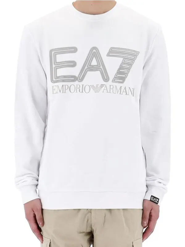 Emporio Armani Crewneck Sweatshirt With Oversized Ea7 Logo - White