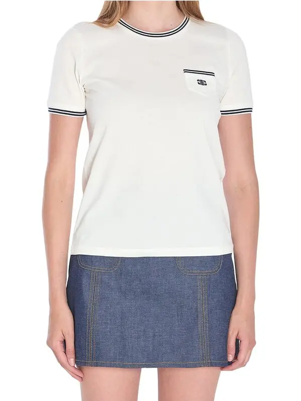 Celine 70's Triomphe Cotton Jersey T-shirt - White/navy Blue