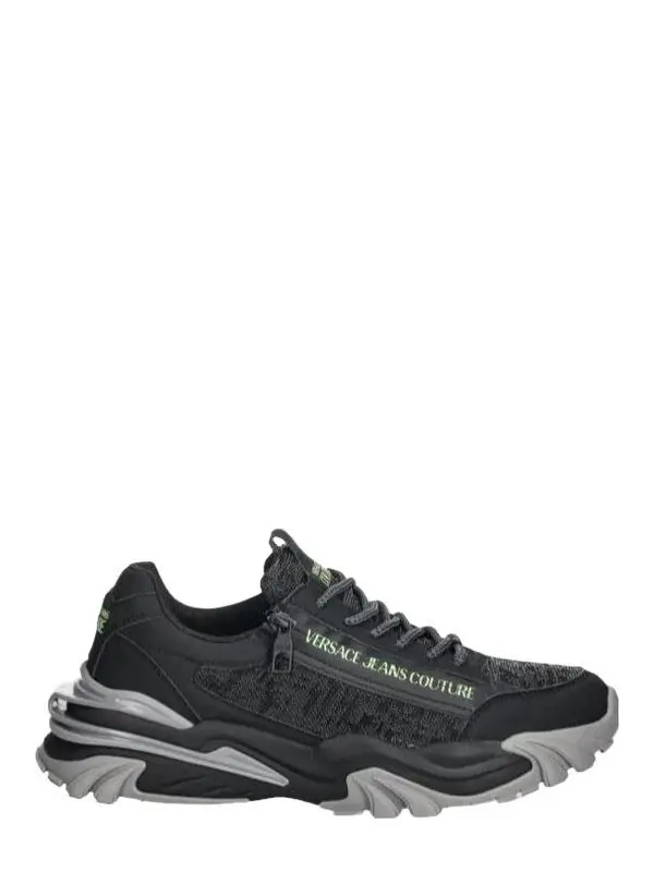 Versace Textured Logo Detail Sneakers - Black