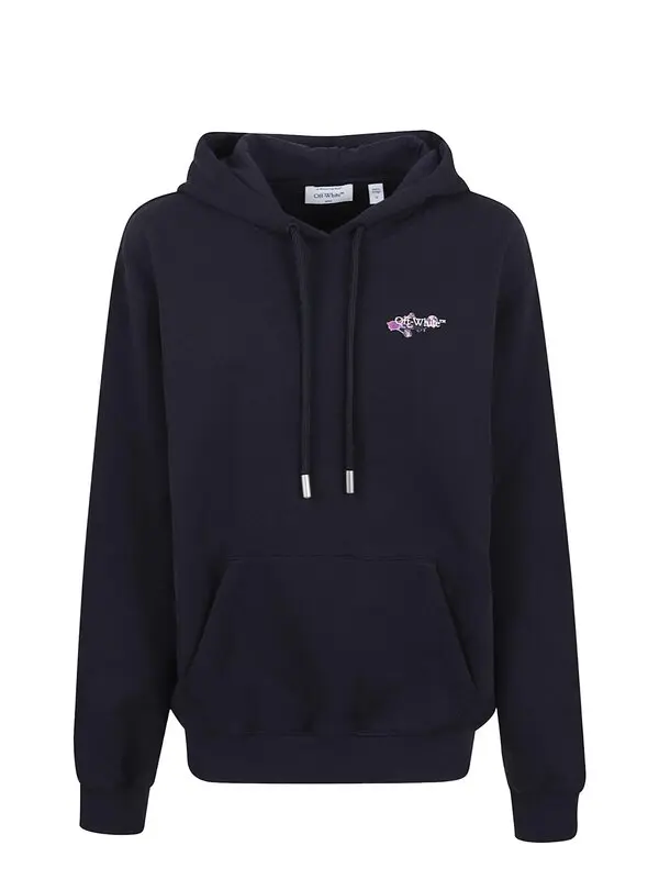 Off-White Logo Printed Drawstring Hoodie - Black