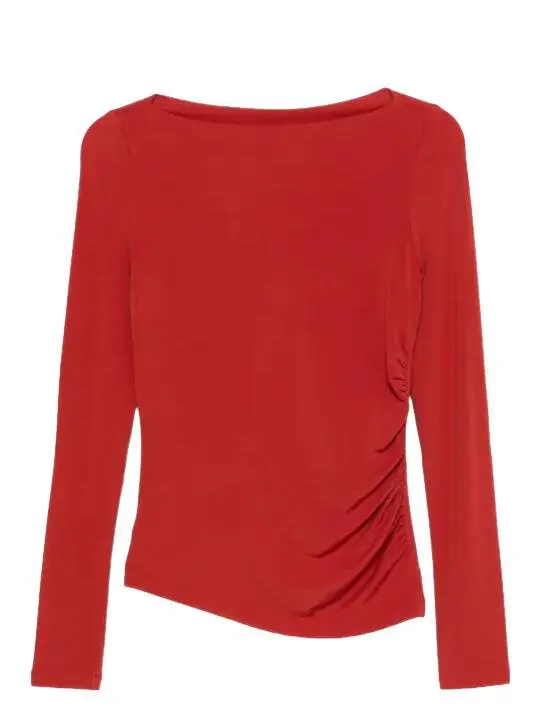 Max Mara Long Sleeve Ruched Top - Red