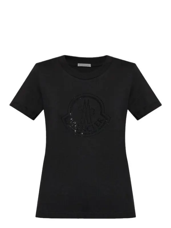 Moncler Logo Embellished Crewneck T-shirt - Black