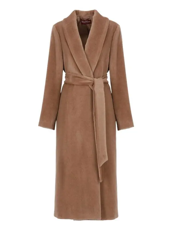 Max Mara Long-sleeved Coat With Shawl Collar - Brown