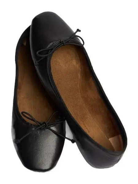 Khaite Charlotte Leather Ballerina Flats - Black