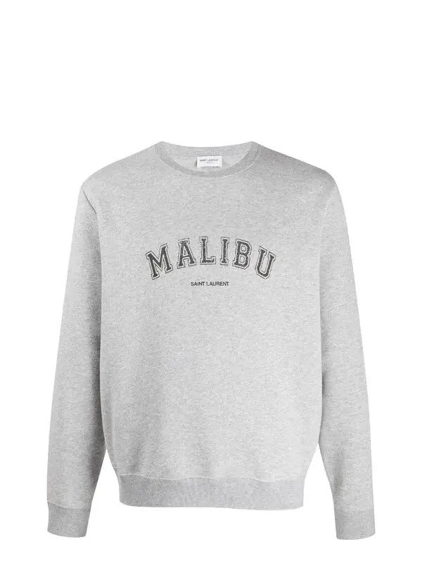 Saint Laurent Malibu Crewneck Sweatshirt - Gray