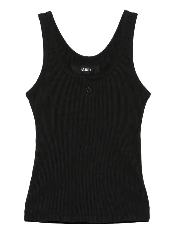 Amiri Ribbed Scoop Neck Sleeveless Vest - Black