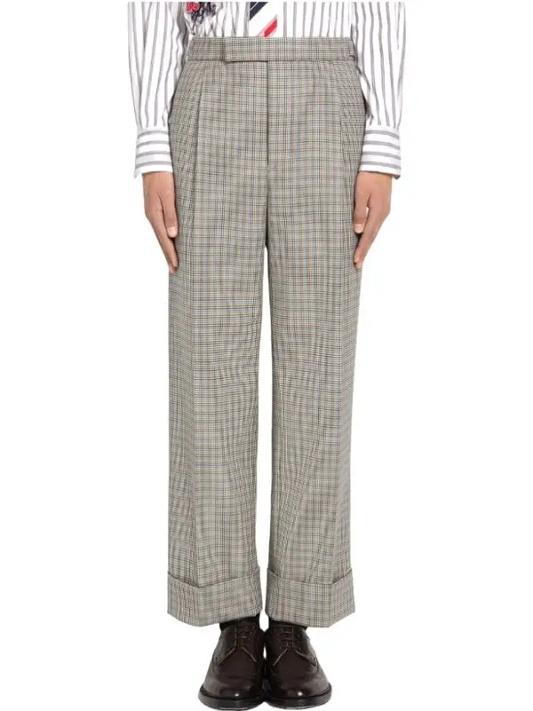 Thom Browne Houndstooth Wool Trousers - Gray