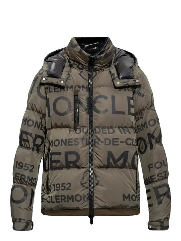 Moncler Logo-print Padded Jacket With Removable Hood - Green
