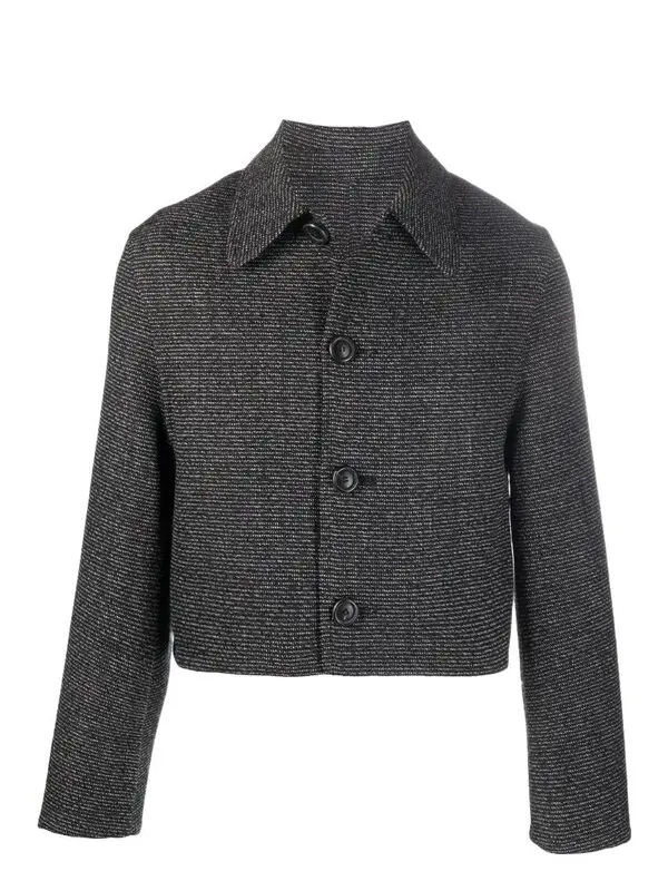 Ami Textured Cropped Jacket - Black