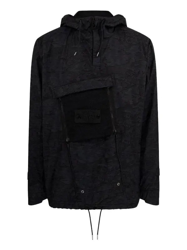 Stone Island Abstract Print Hooded Jacket - Black