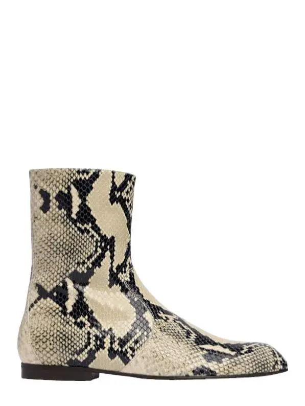 Khaite Python Print Ankle Boots - Nude