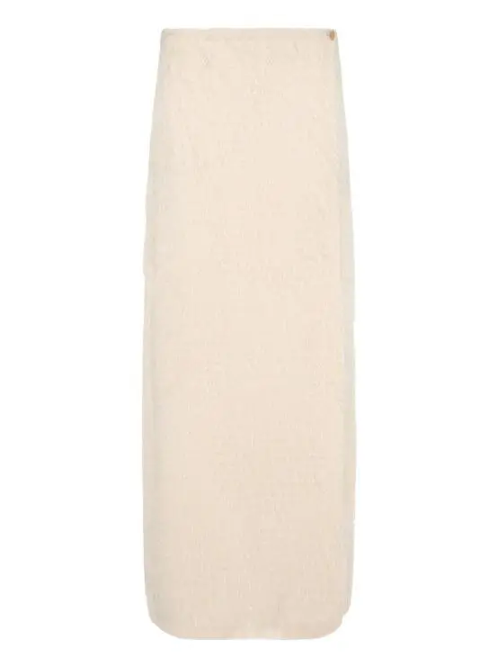 Khaite Quinn Fluid Viscose Blend Long Skirt - Nude