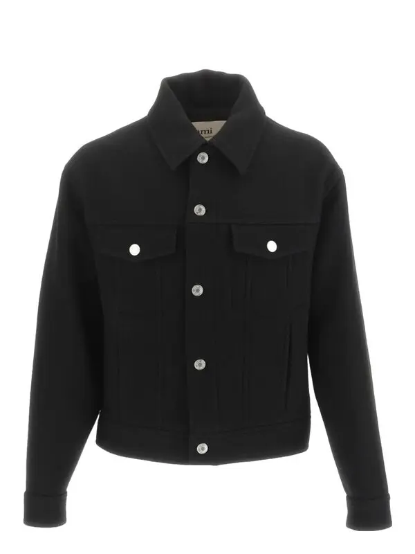 Ami Long-sleeve Wool Jacket - Black