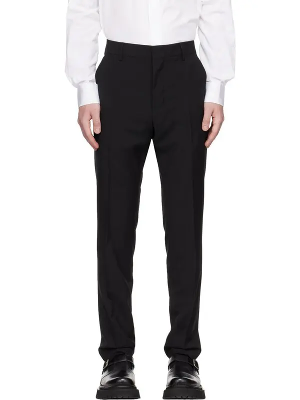 Ami Mid-rise Straight Leg Trousers - Black