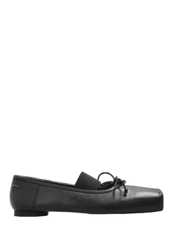 MAISON MARGIELA Bow Detailed Ballerina Flats - Black