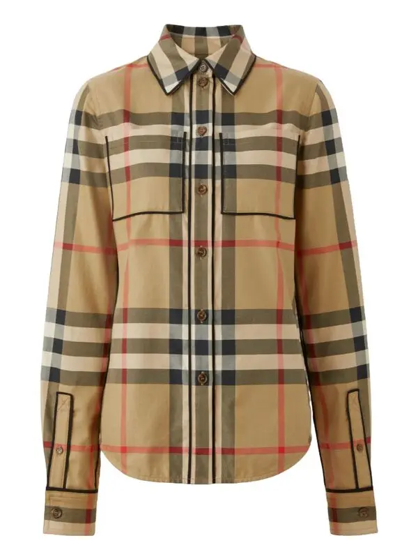 Burberry Exaggerated Checked Long-sleeve Shirt - Brown