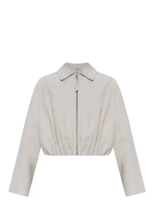 Loewe Draped Leather Zip Jacket - Grey