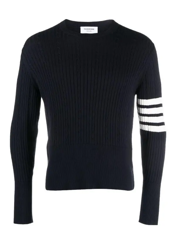 Thom Browne 4-bar Stripe Crewneck Jumper - Navy Blue