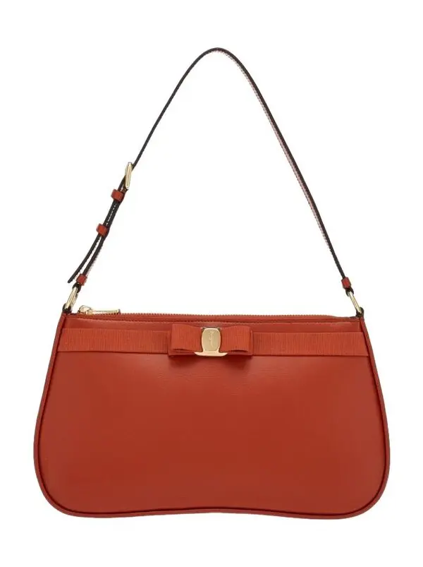 FERRAGAMO Vara Bow Calf Leather Shoulder Bag - Brown