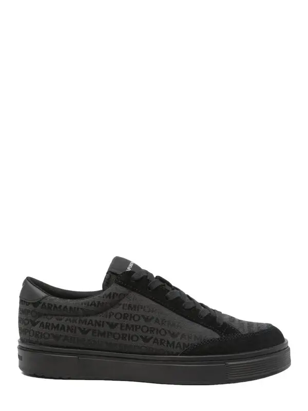 Emporio Armani Logo Print Lace-up Sneakers - Black