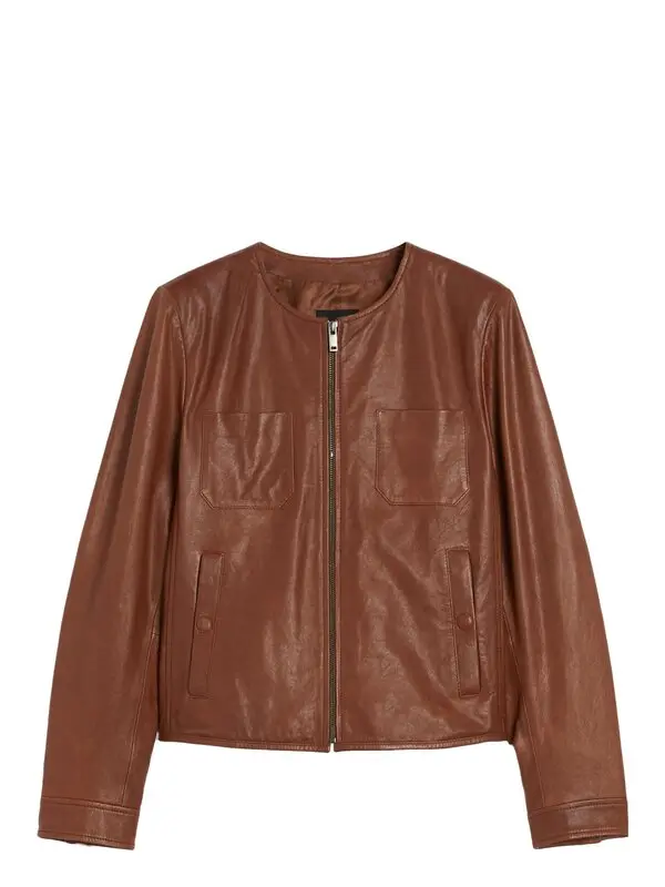 Max Mara Short Nappa Leather Jacket - Tobacco