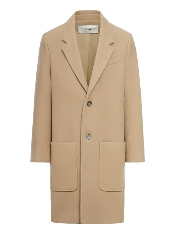 Ami Virgin Wool Single-breasted Coat - Nude