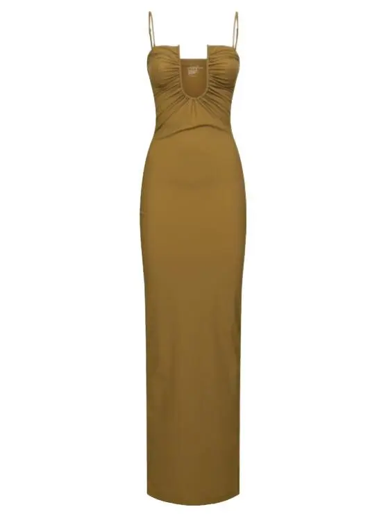 Christopher Esber Sleeveless Plunging Neckline Gown - Brown