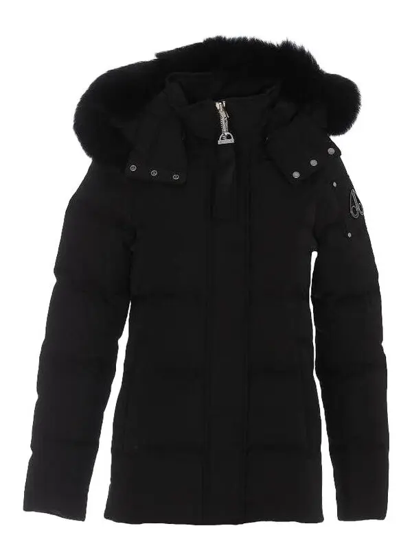 Moose Knuckles Puffer Jacket With Fur Trimmed Hood - Black