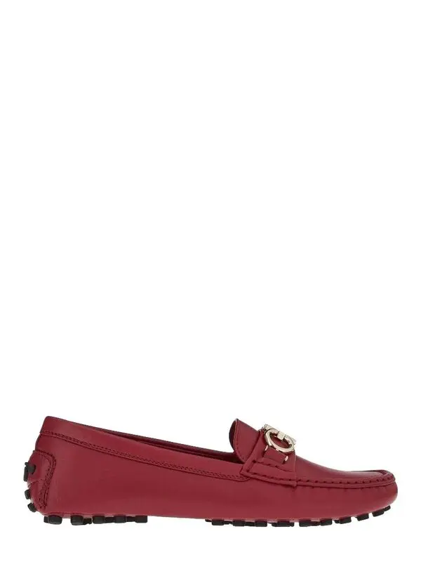 FERRAGAMO Gancini Plaque Moccasins - Red