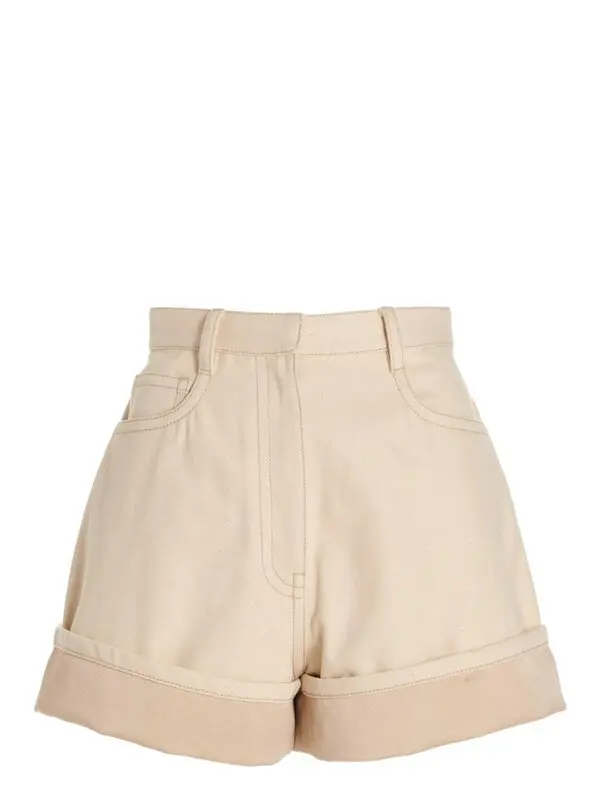 Prada Logo Denim Shorts - Natural Color