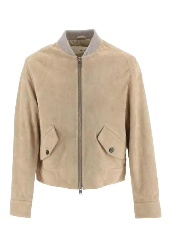 Ami Suede Bomber Jacket - Nude