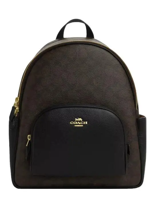 COACH Court Backpack In Signature Canvas - Opal/walnut/black