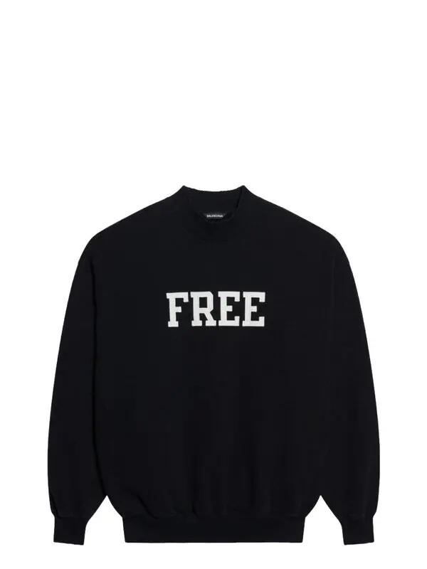 Balenciaga Free" Graphic Crewneck Sweatshirt - Black/white