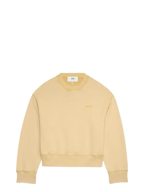 Ami Logo Embroidered Cotton Sweatshirt - Nude