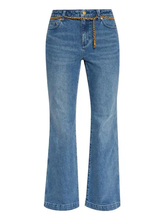 Michael Kors Chain-embellished Flare Jeans - Blue