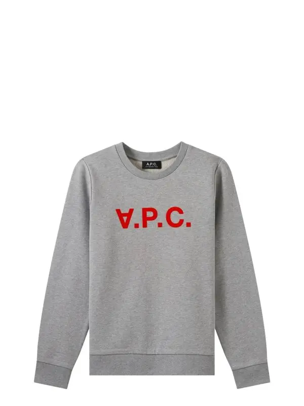 A.p.c. Flocked Logo Organic Cotton Sweatshirt - Gray