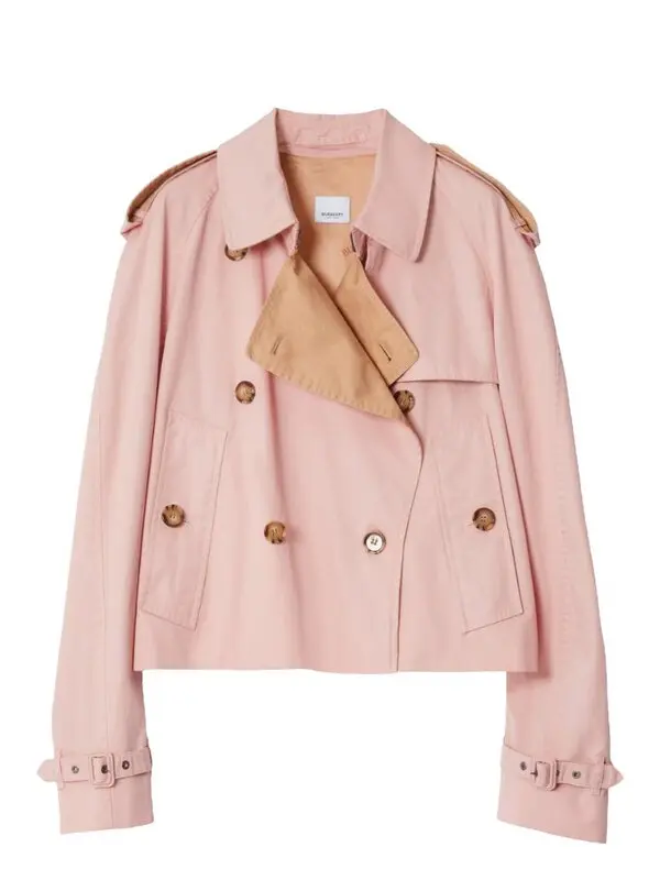 Burberry Gabardine Cropped Trench Coat - Pink
