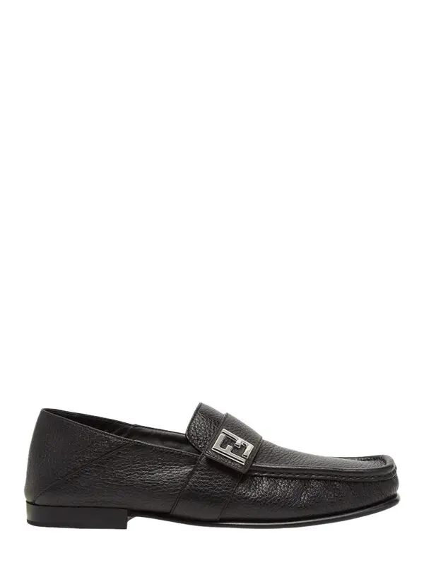 Fendi Leather Loafers With Palladium-plated Hardware - Black