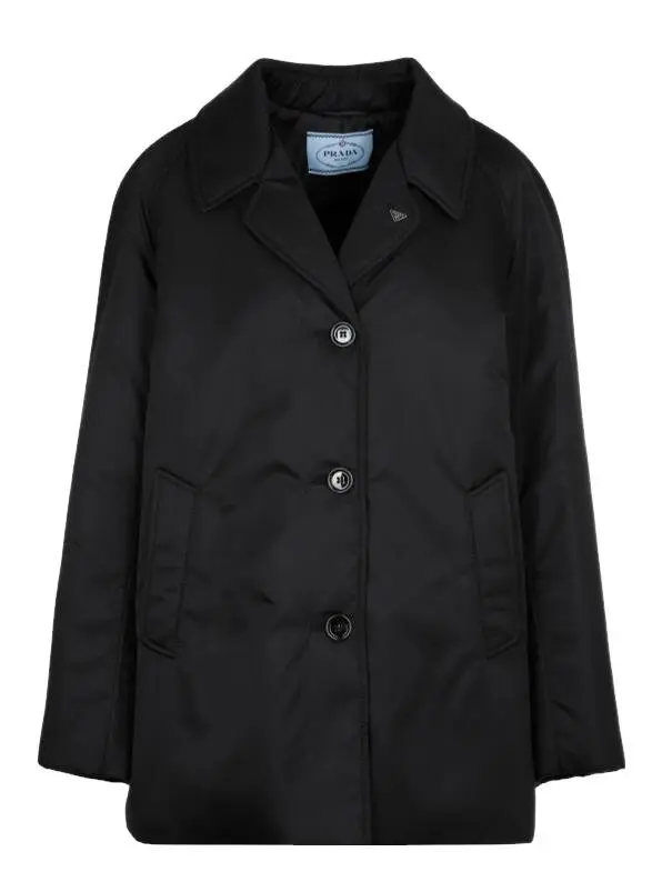 Prada Buttoned V-neck Coat - Black