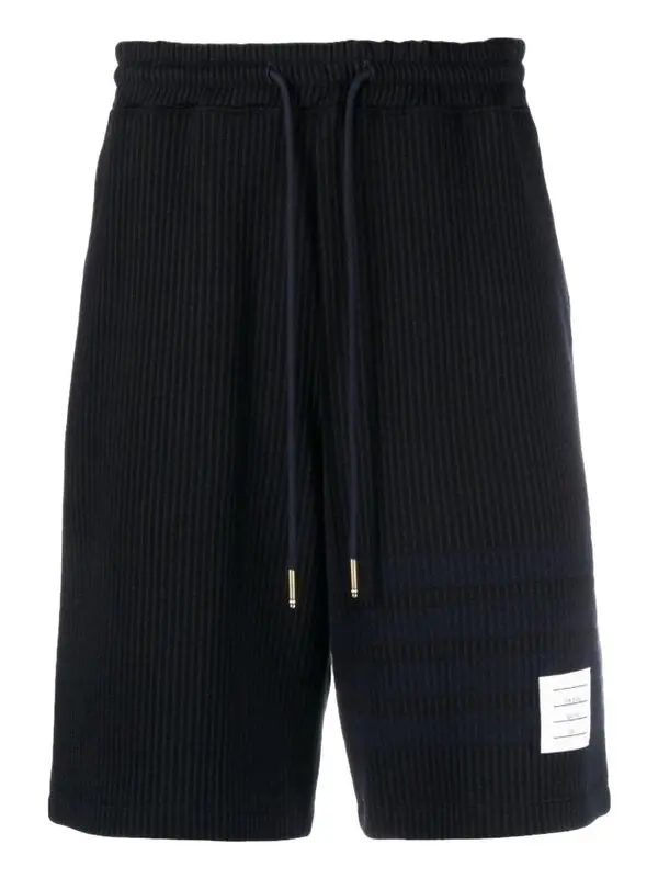 Thom Browne 4-bar Stripe Seersucker Track Shorts - Navy Blue