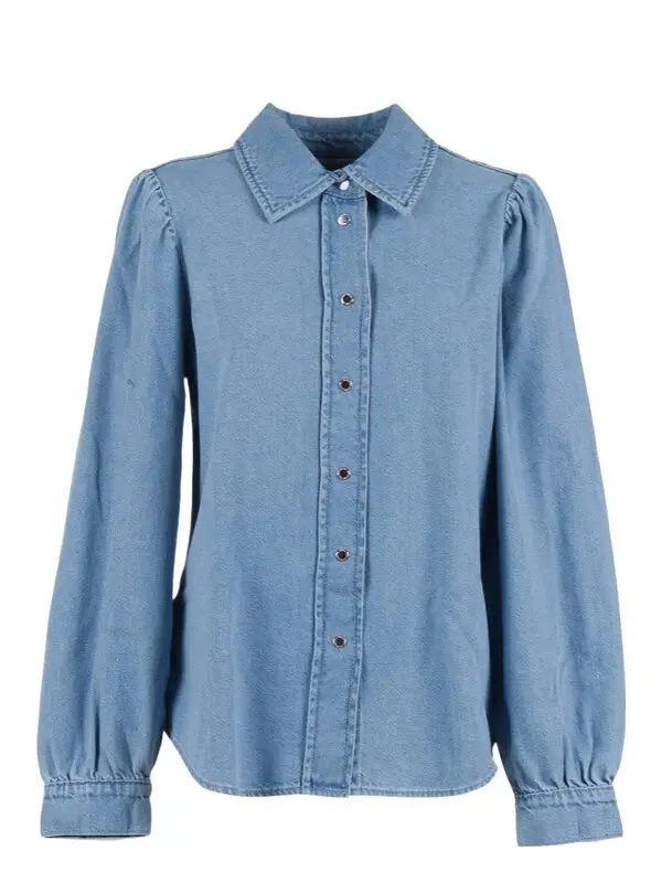 7 For All Mankind Puff-sleeve Button-up Shirt - Blue