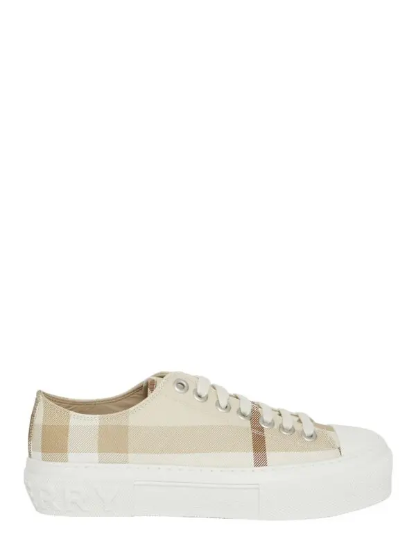 Burberry Checked Lace-up Sneakers - White