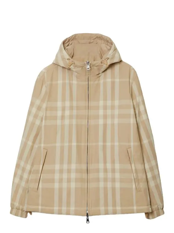 Burberry Checked Hooded Reversible Jacket - Nude