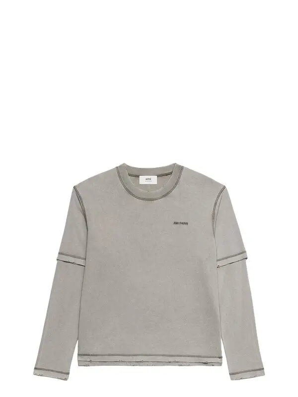 Ami Double-layered Logo Sweatshirt - Gray