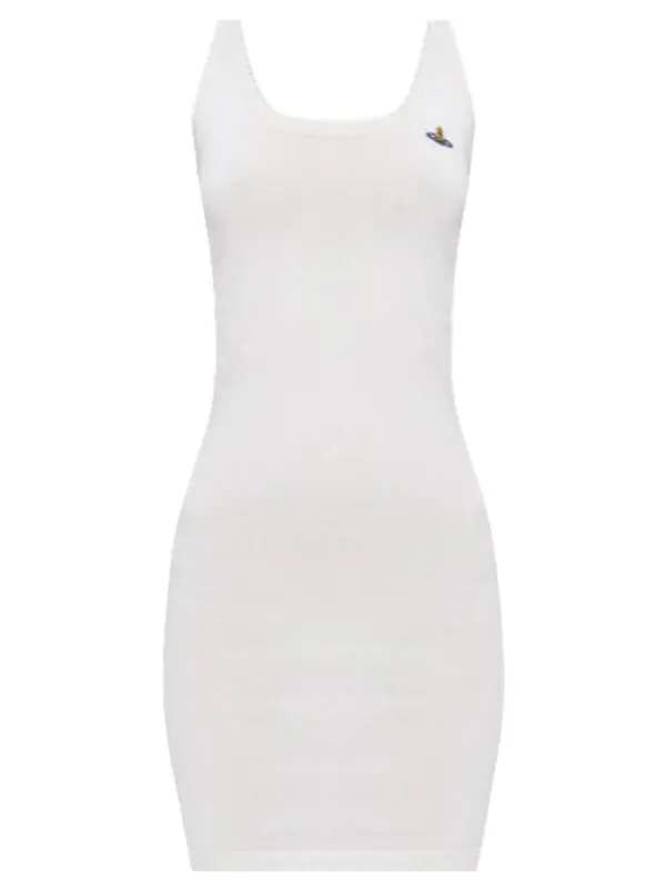 VIVIENNE WESTWOOD Sleeveless Mini Dress With Embroidered Logo - White
