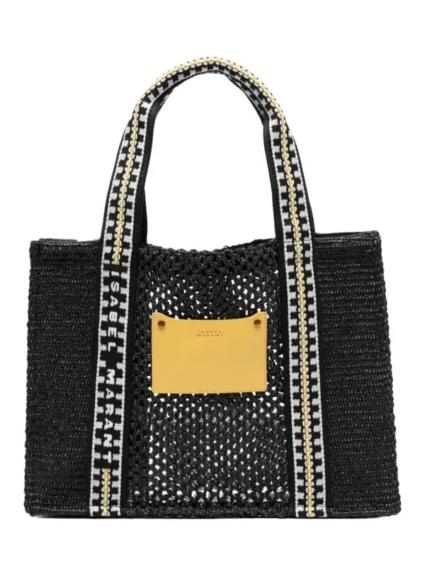 Isabel Marant Étoile Knitted Handbag With Patterned Embroidery - Black