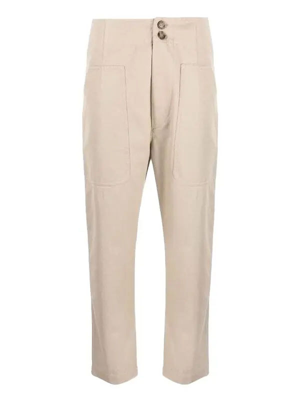 Isabel Marant Étoile High-waisted Cropped Trousers With Logo Buckle - Nude