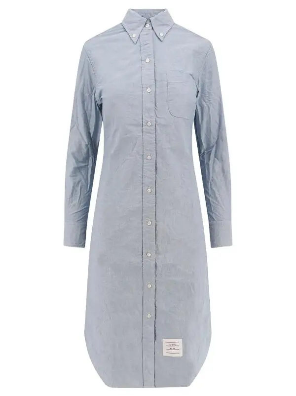 Thom Browne Buttoned Knee-length Shirt Dress - Light Blue