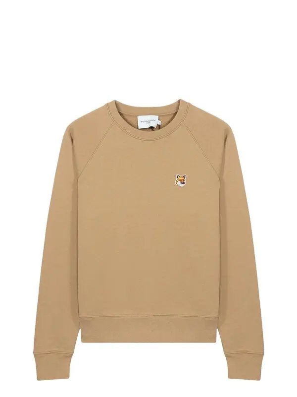 Maison Kitsuné Long Sleeve Crewneck With Embroidered Fox Logo - Nude