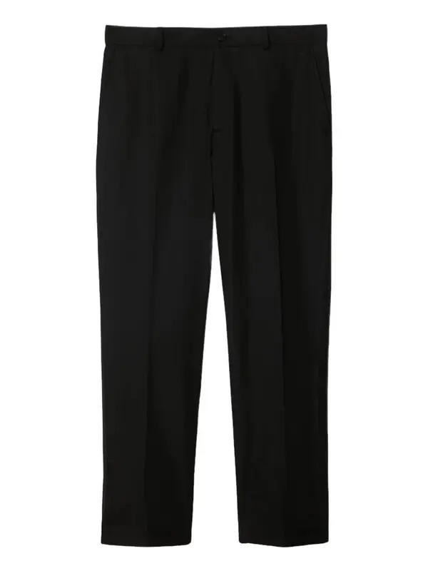 Burberry Oversized Cotton Trousers With Equestrian Knight Embroidery - Black